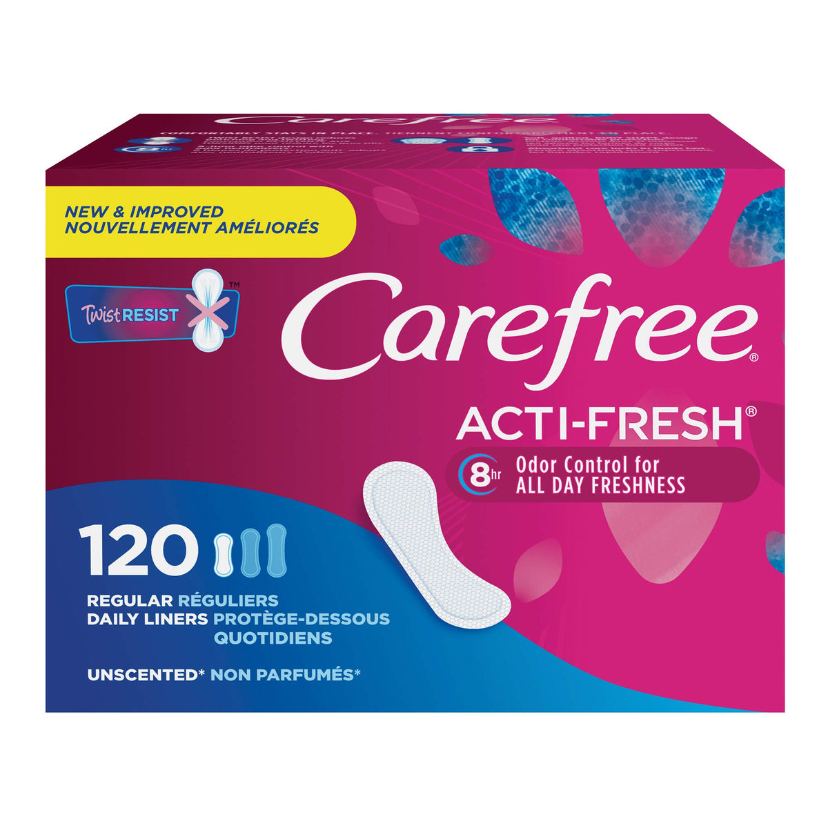Wholesale Carefree Acti-Fresh Pantiliners, Unscented, Regular, 120 ...