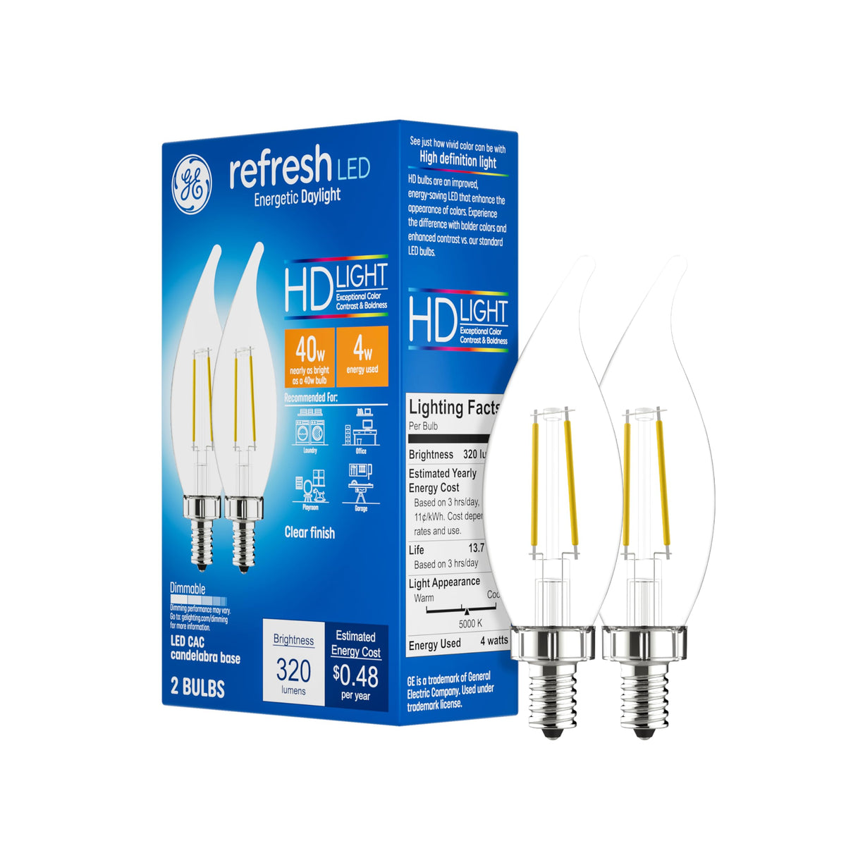 Wholesale GE Refresh LED Light Bulbs, 40W, Daylight Candle Lights ...